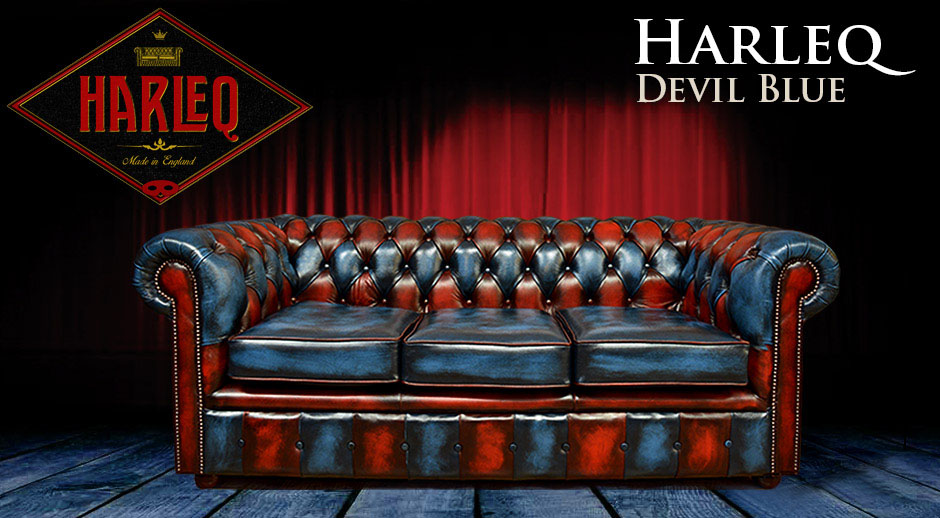 Patchwork Chesterfield Harlequin Leather Sofa and Chairs