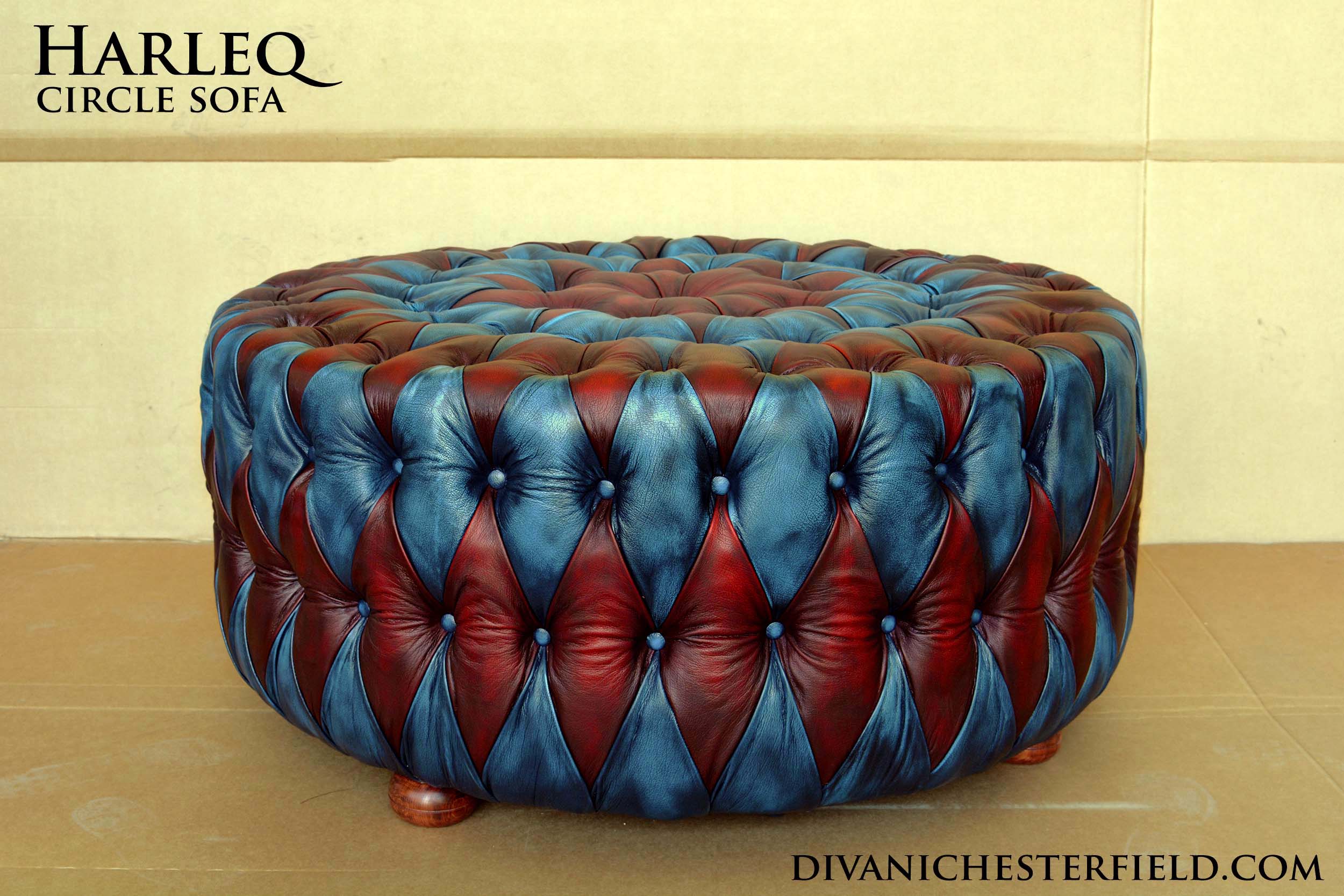 PatchWork Multicolour Chesterfield Footstool Harlequin